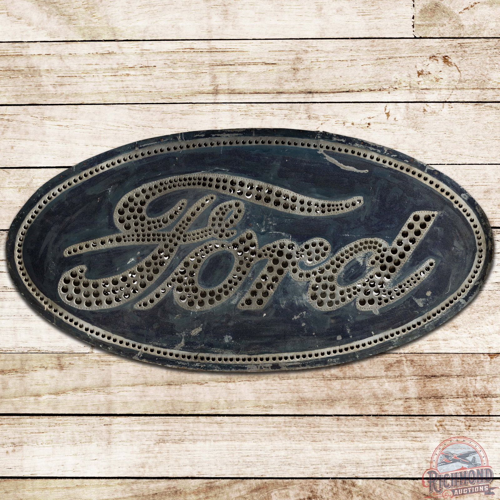 Early Ford 6' Dst Smaltz Punched Tin Lighted Sign