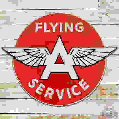 Rare Flying A Service 38" Die Cut Ss Porcelain Sign W/ Logo Auction