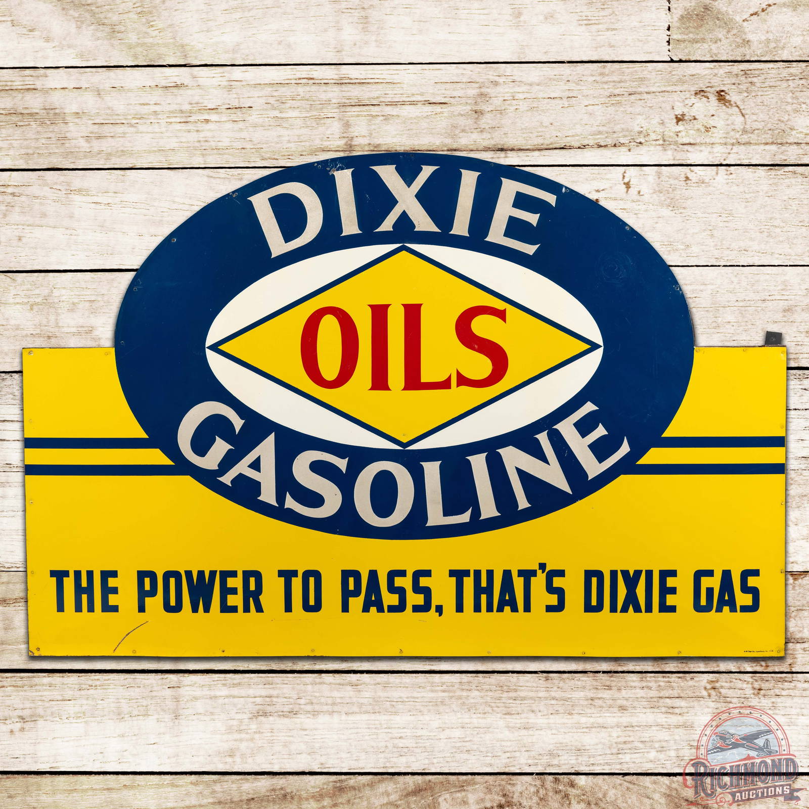 Incredible Nos 1946 Dixie Oils Gasoline Power To Pass Die Cut Sst Sign ...