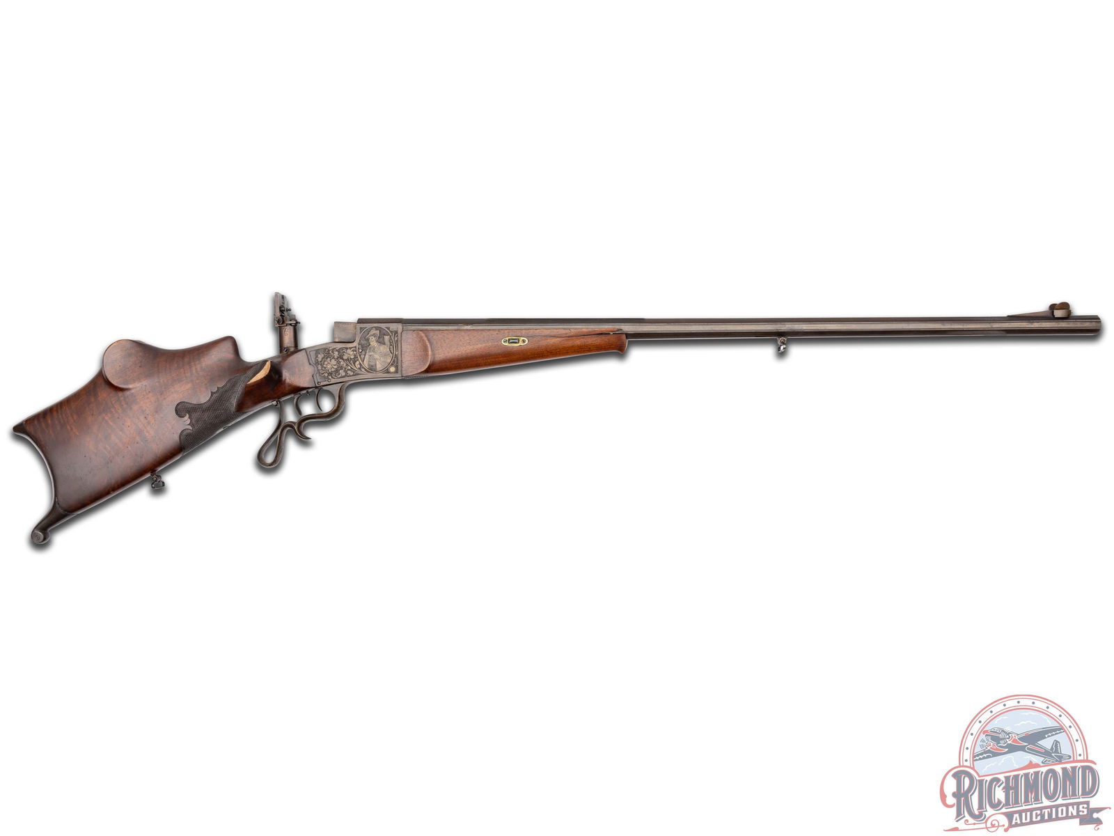 Heavily Engraved Early 20th Century German Schuetzen Falling Block ...