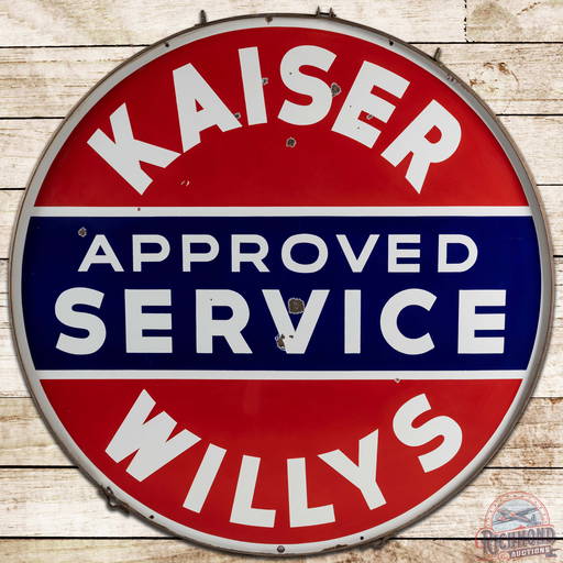 Kaiser Willys Approved Service 60" Dsp Sign W/ Ring
