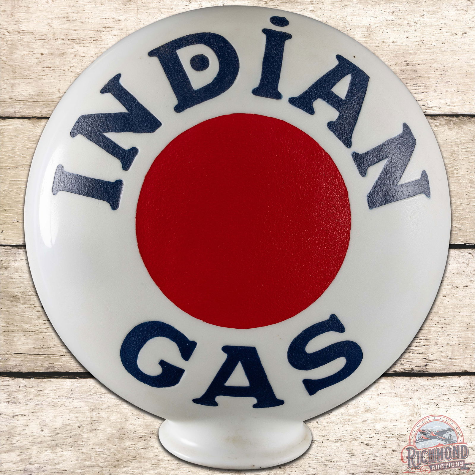Havoline Indian Gas Ope Milk Glass Gas Pump Globe Body W/ Bullseye Auction