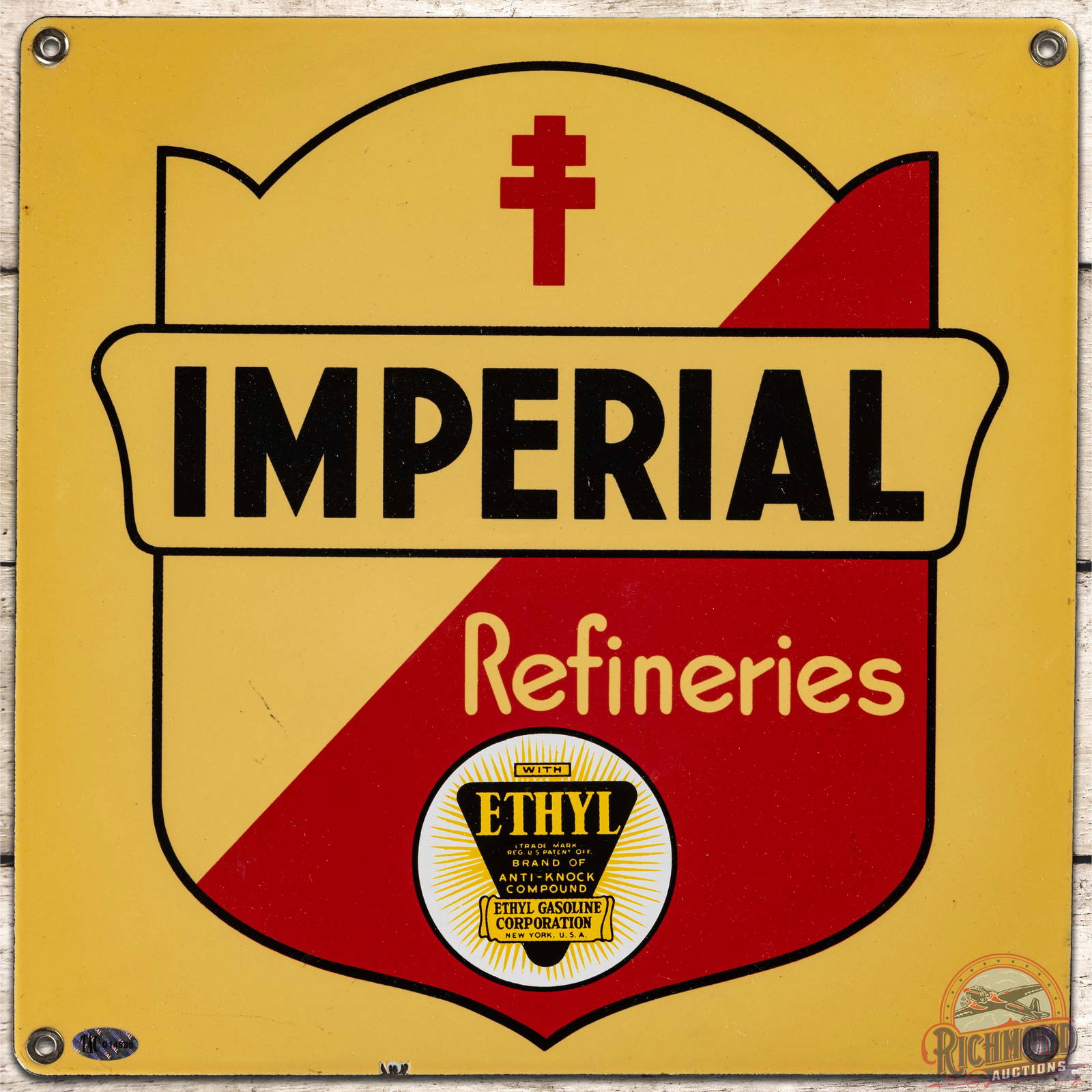 Imperial Refineries Ethyl Gasoline Ssp Pump Plate Sign Auction