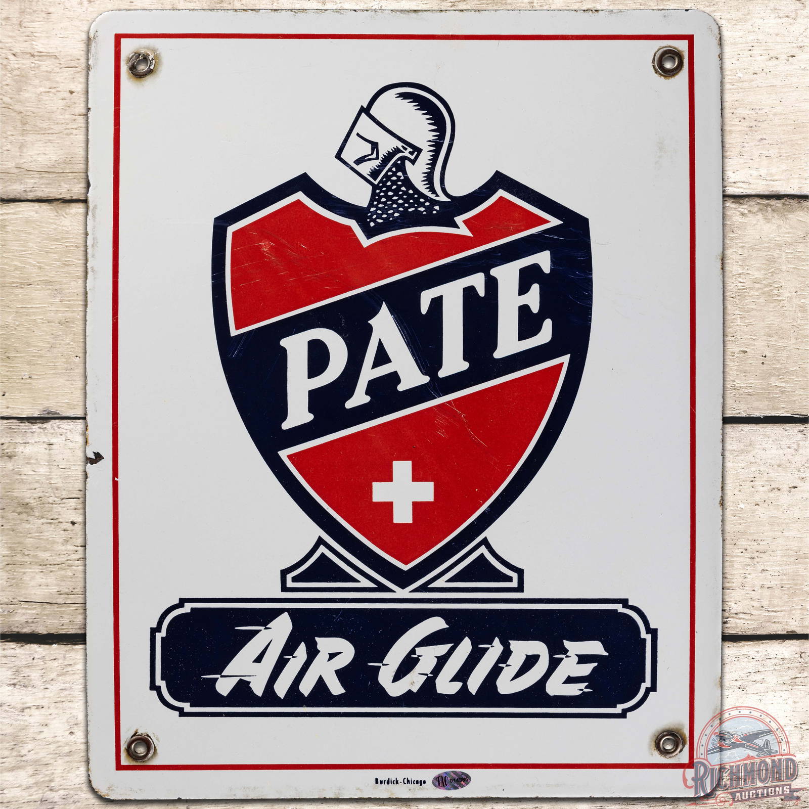 Pate Air Glide Ssp Gas Pump Plate Sign W/ Logo Auction