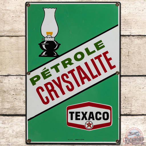 1972 Texaco Petrole Crystalite Sst Gas Pump Plate Sign W/ New Logo