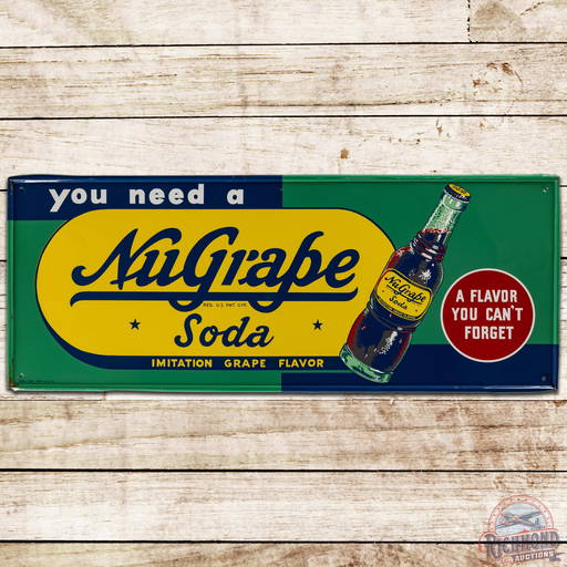Nugrape Soda "a Flavor You Can't Forget" Sst Sign W/ Bottle