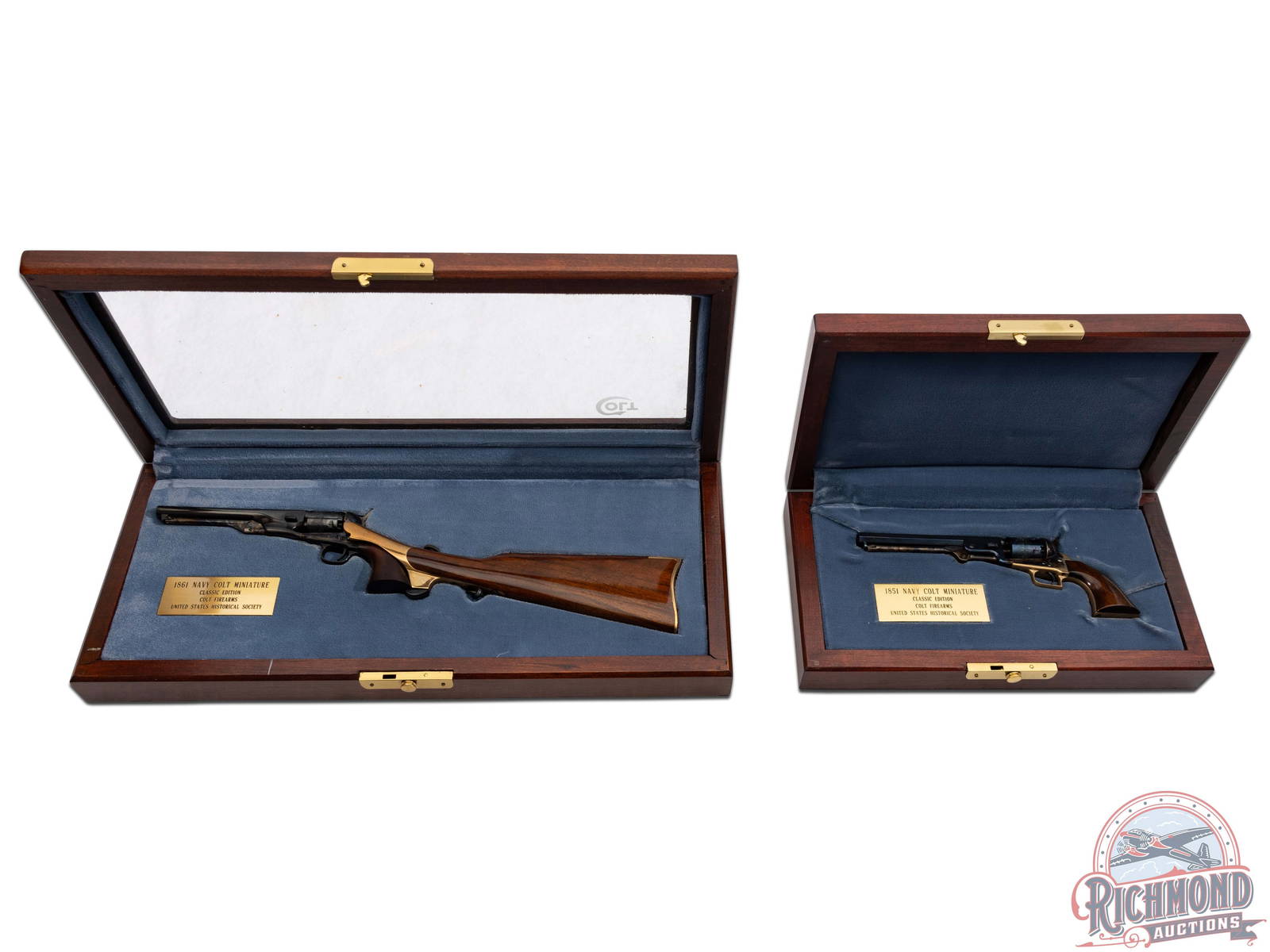 Pair Of Colt Miniature Classic 1851 & 1861 Navy Revolvers In Display ...