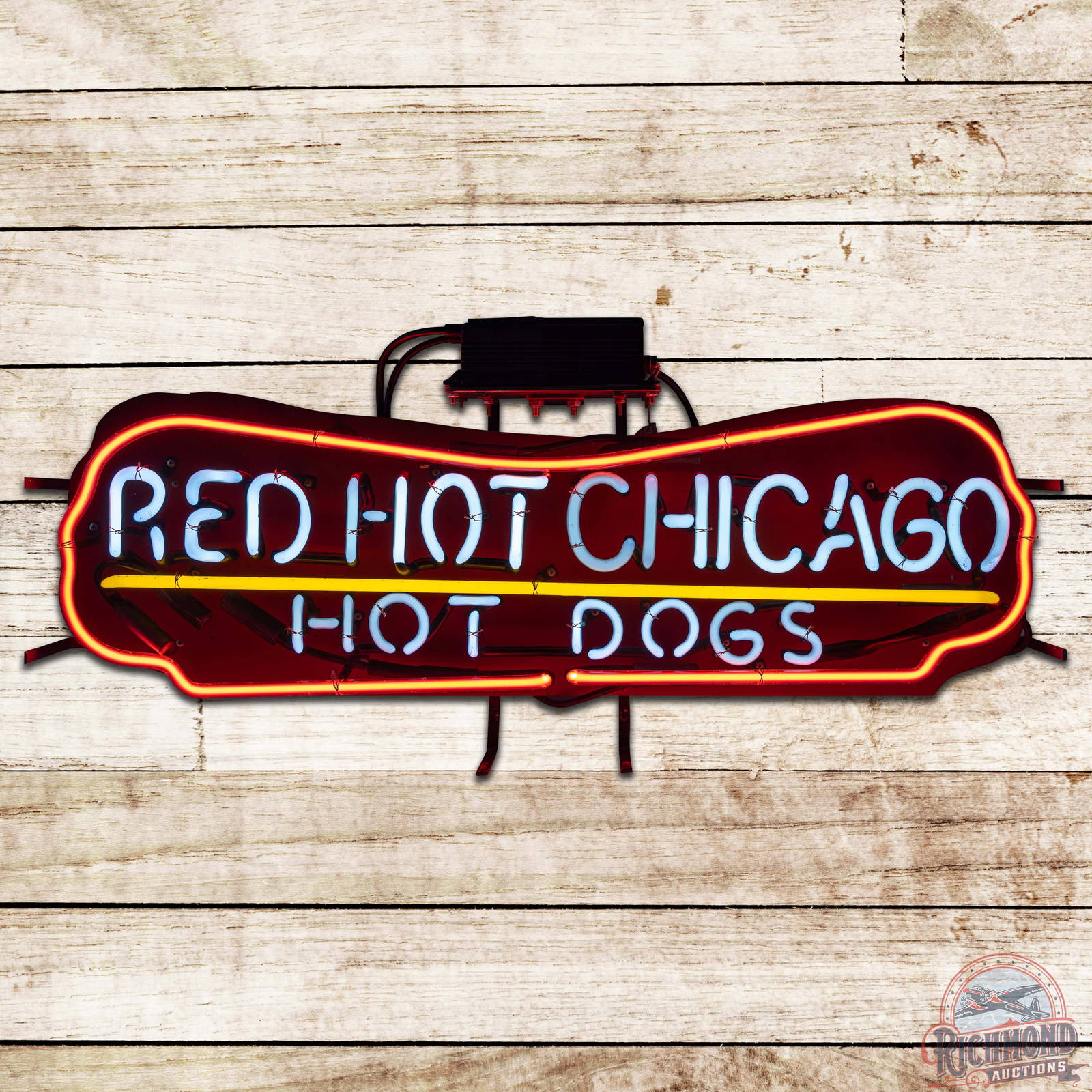 Red Hot Chicago Hot Dogs Neon Advertising Sign Auction