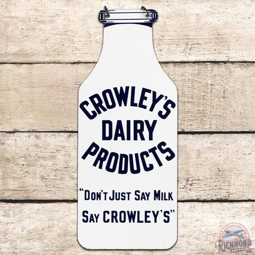 Crowley's Dairy Products Die Cut Milk Bottle Ds Porcelain Sign