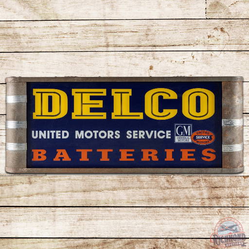 Delco Gm United Motors Service Batteries Lighted Advertising Sign W/ Logo
