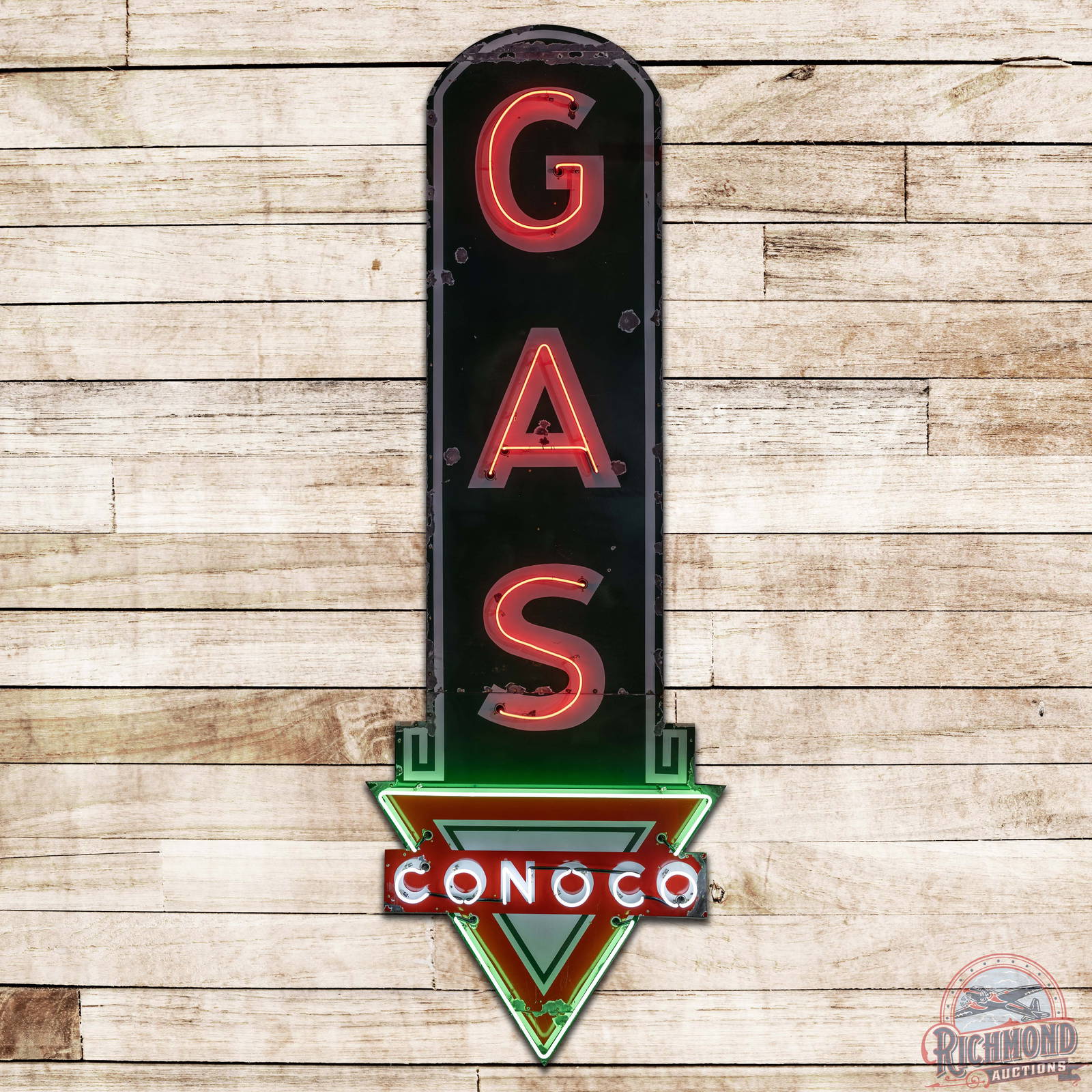 Scarce 13' Conoco Gas Die Cut Ss Porcelain Neon Sign Auction