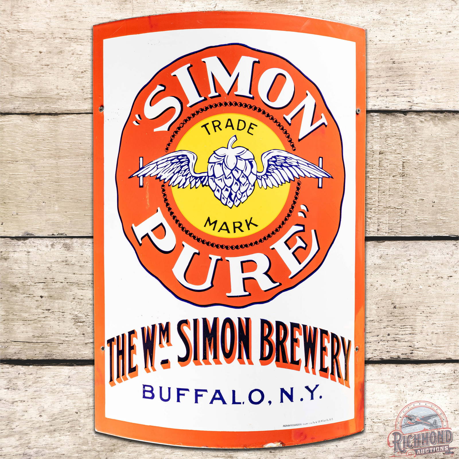 Simon Pure Beer The Wm. Simon Brewery Ss Porcelain Curved Sign W ...