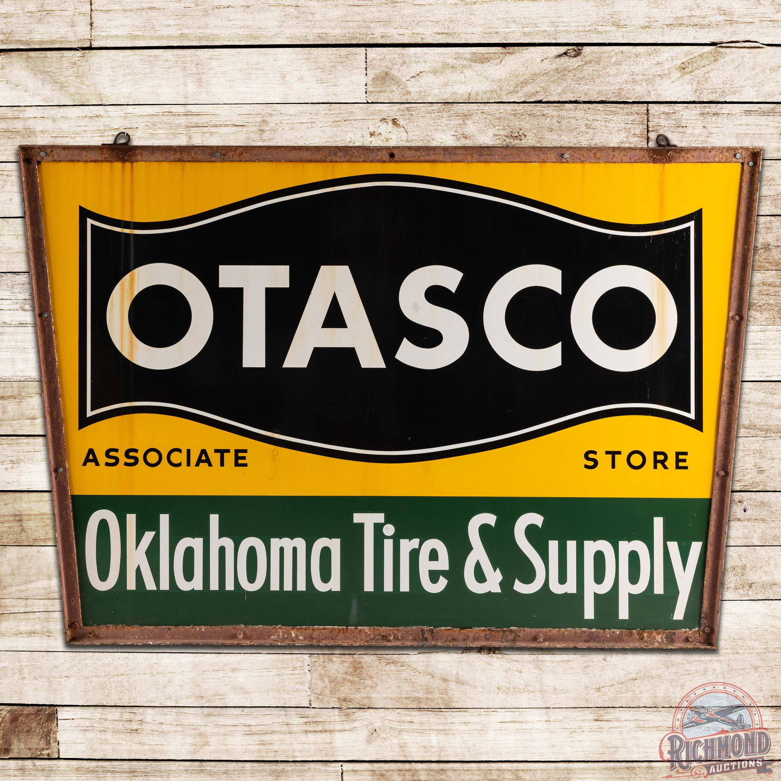 Otasco Oklahoma Tire Supply Store Ds Porcelain Sign W/ Frame Auction