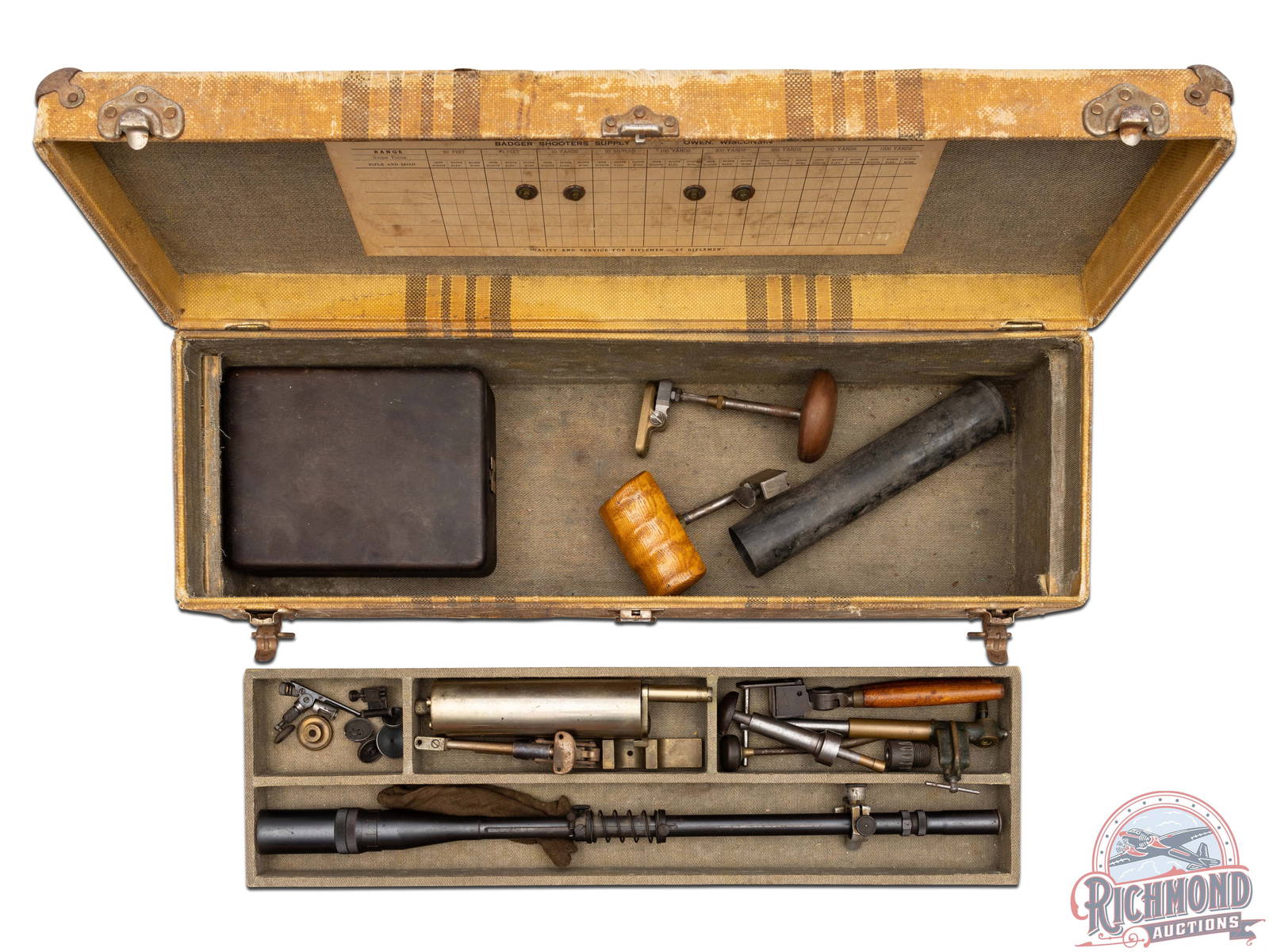 Badger Shooting Box With Pope Tools And Unertl Scope Auction