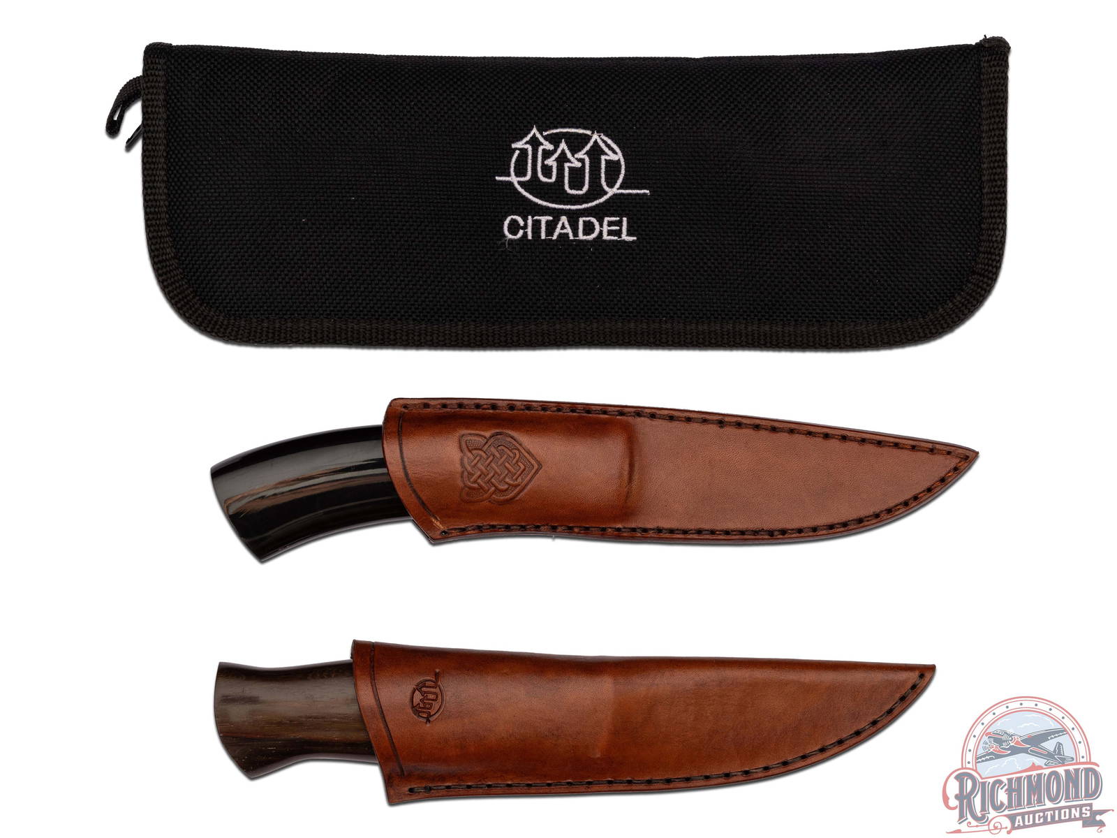 Two Citadel Fixed Blade Knives Possible Buffalo Horn And Teakwood ...