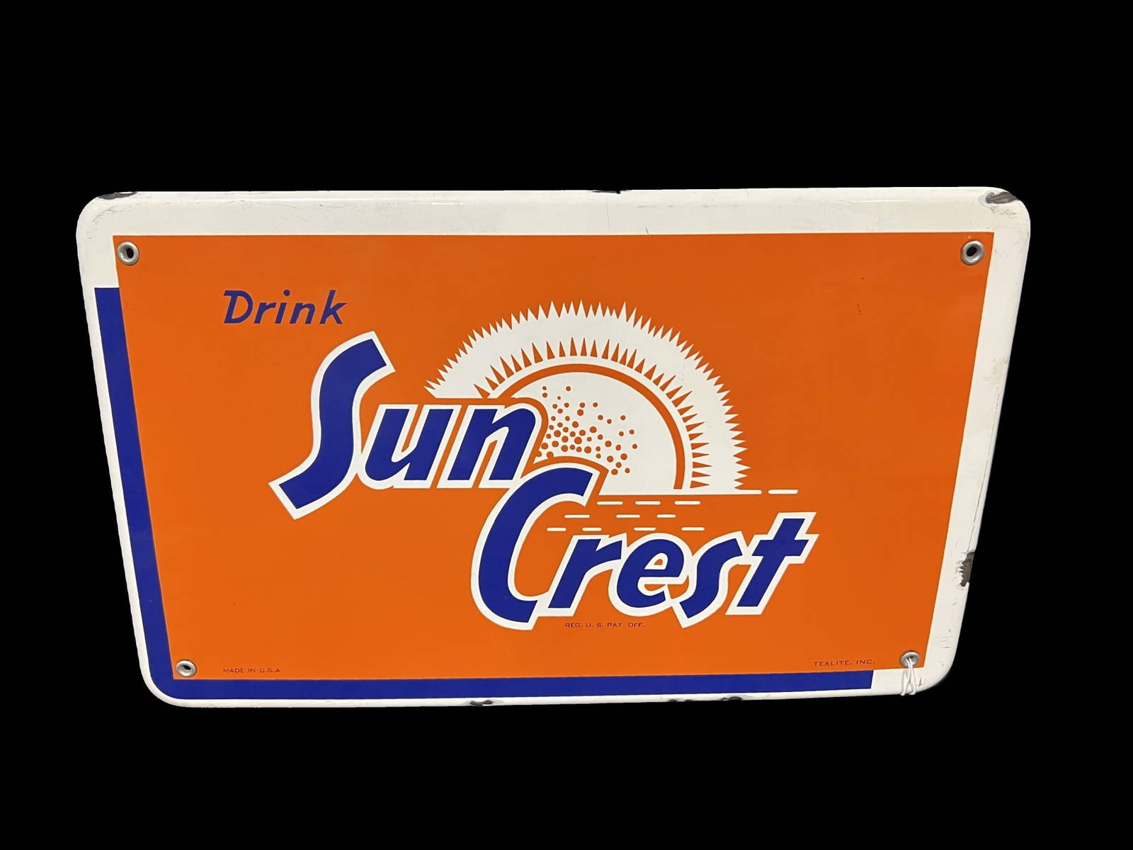 Drink Suncrest Porcelain Cooler Soda Sign Auction