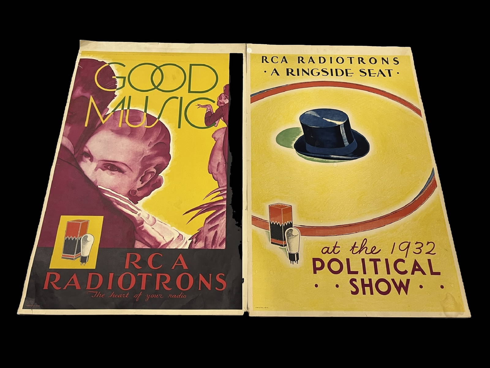 Rca Radiotrons 1930's Double Sided Radio Advertising Posters Auction