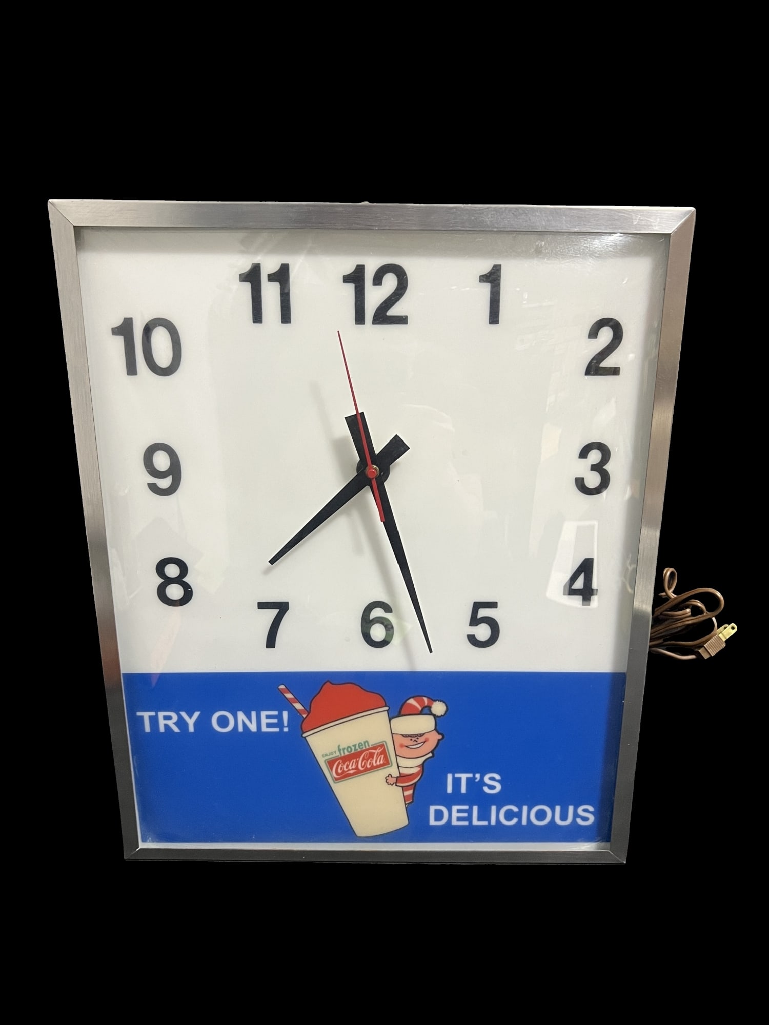 Coca Cola Coke Try One It's Delicious Light Up Soda Clock Auction