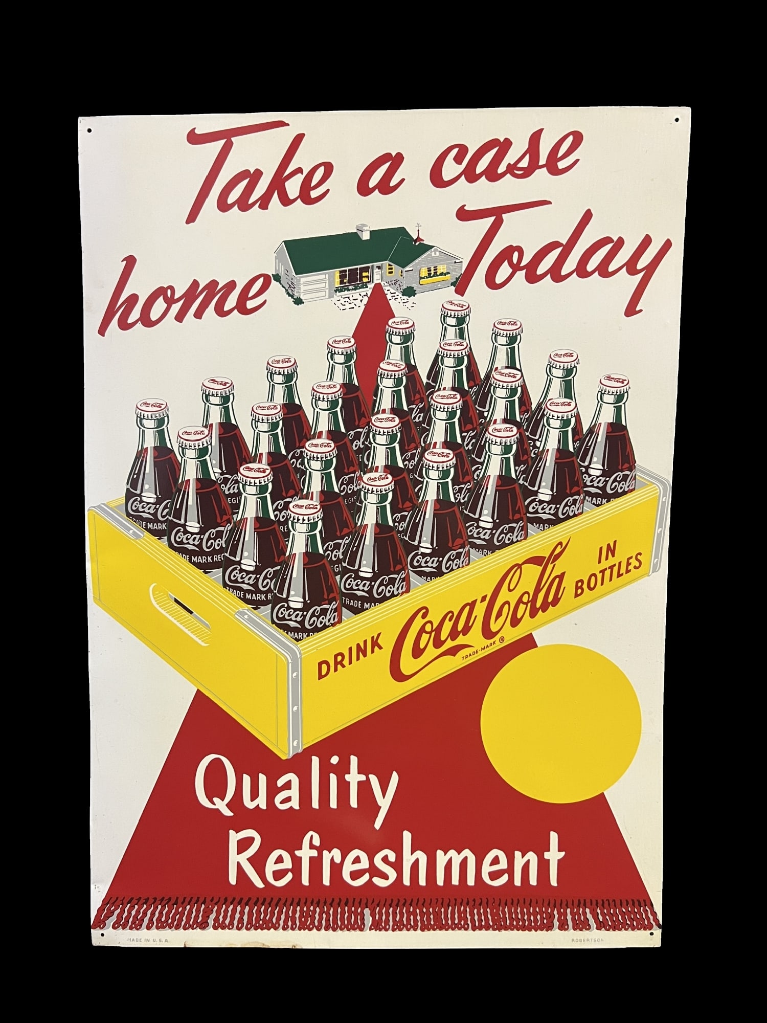 Nos Coca Cola Coke Take A Case Home Today Tin Metal Soda Sign Auction