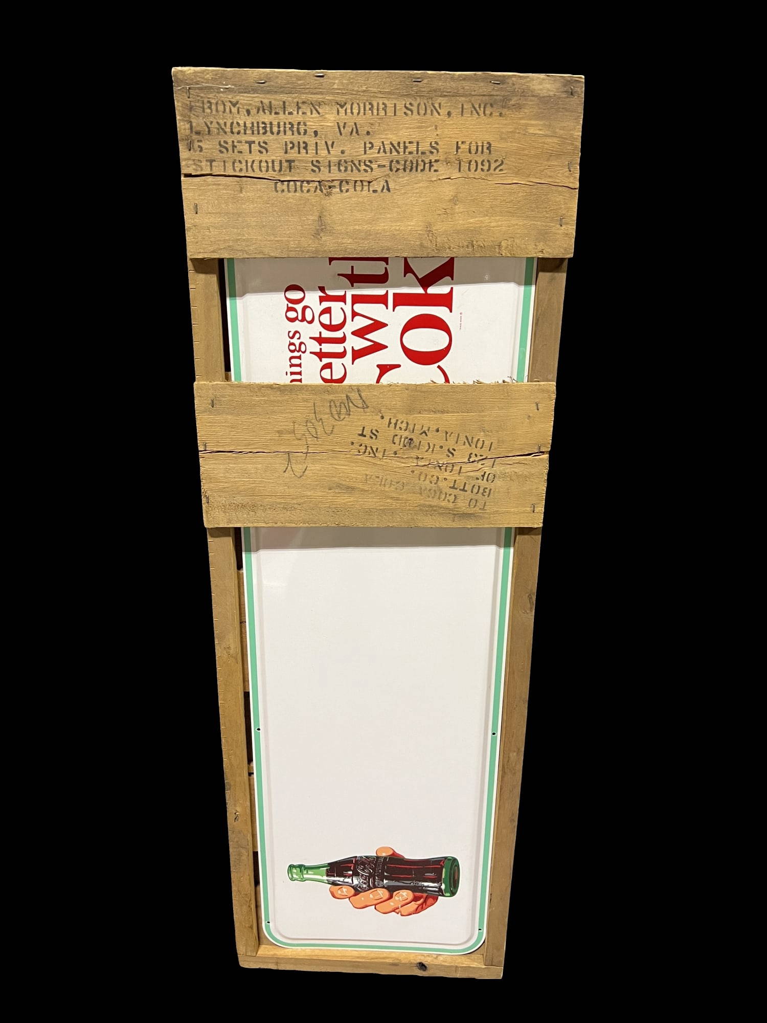 Coca Cola Coke Soda Privilege Panel Sign In Crate Auction