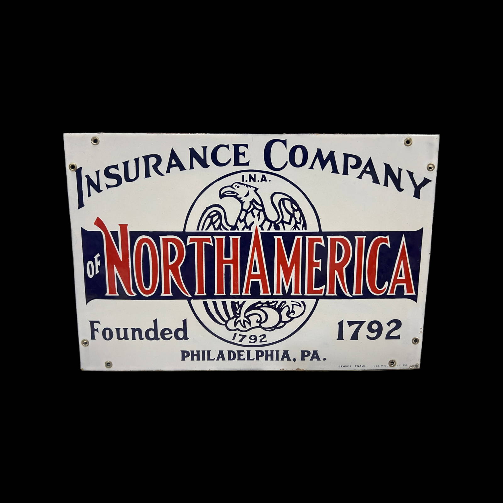 North America Insurance Company Philadelphia Porcelain Sign - Feb 13 ...