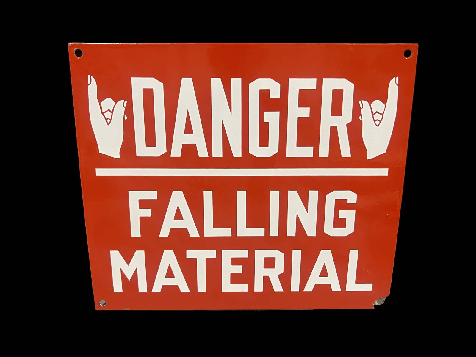 Danger Falling Material Porcelain Sign Auction