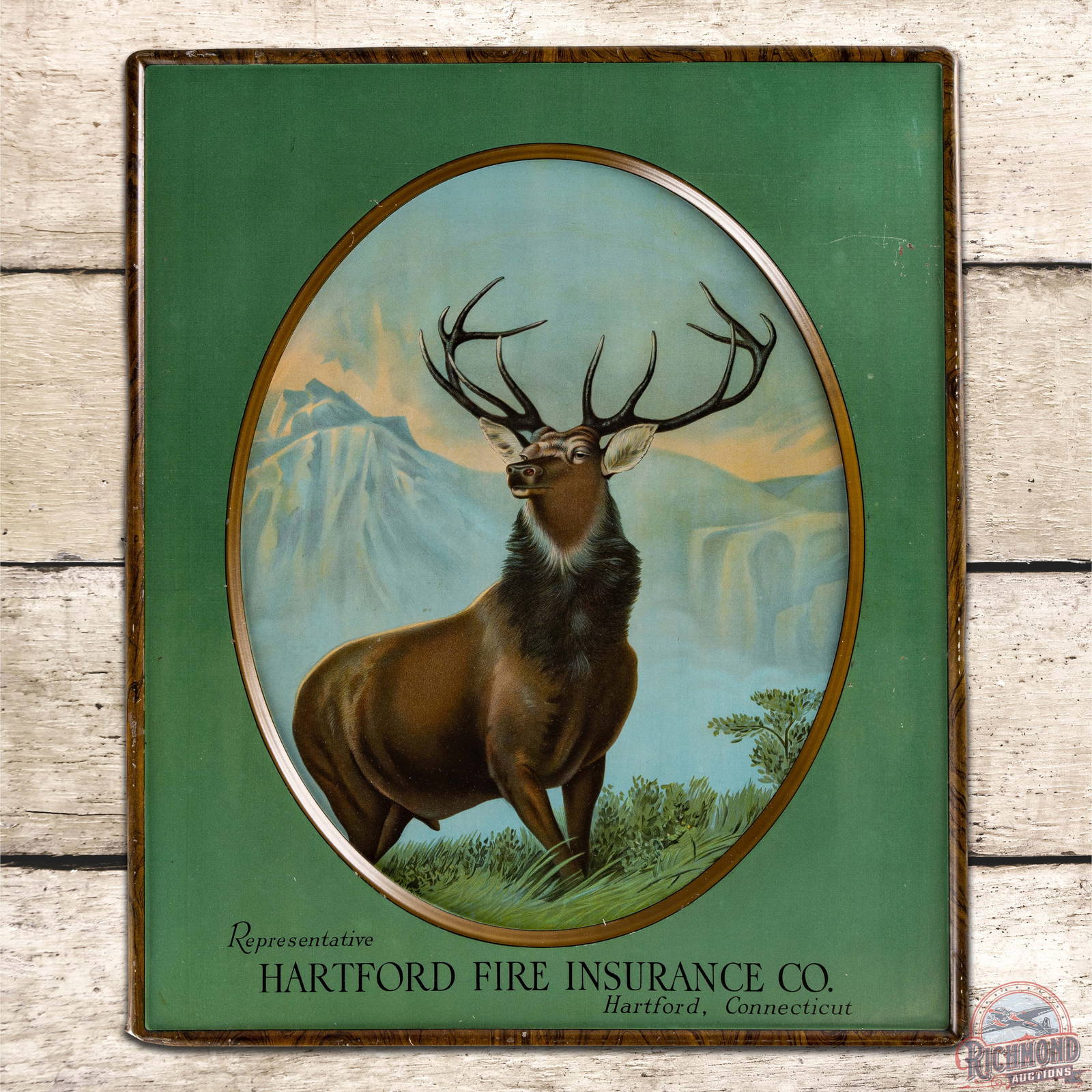 Hartford Fire Insurance Company Single Sided Tin Lithograph Sign W ...