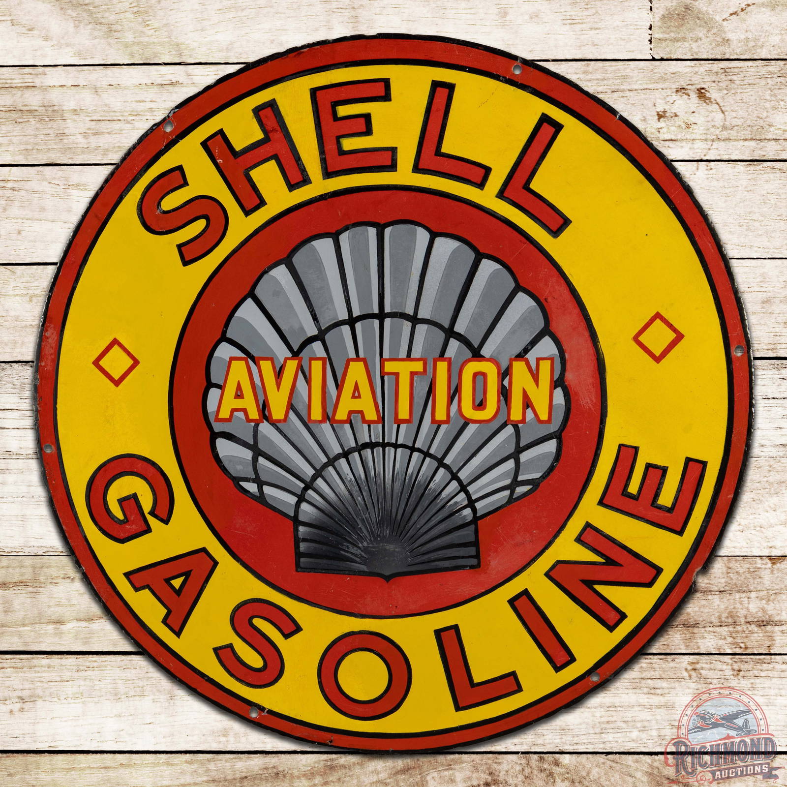 Shell Aviation Gasoline 30" Single Sided Porcelain Sign Auction