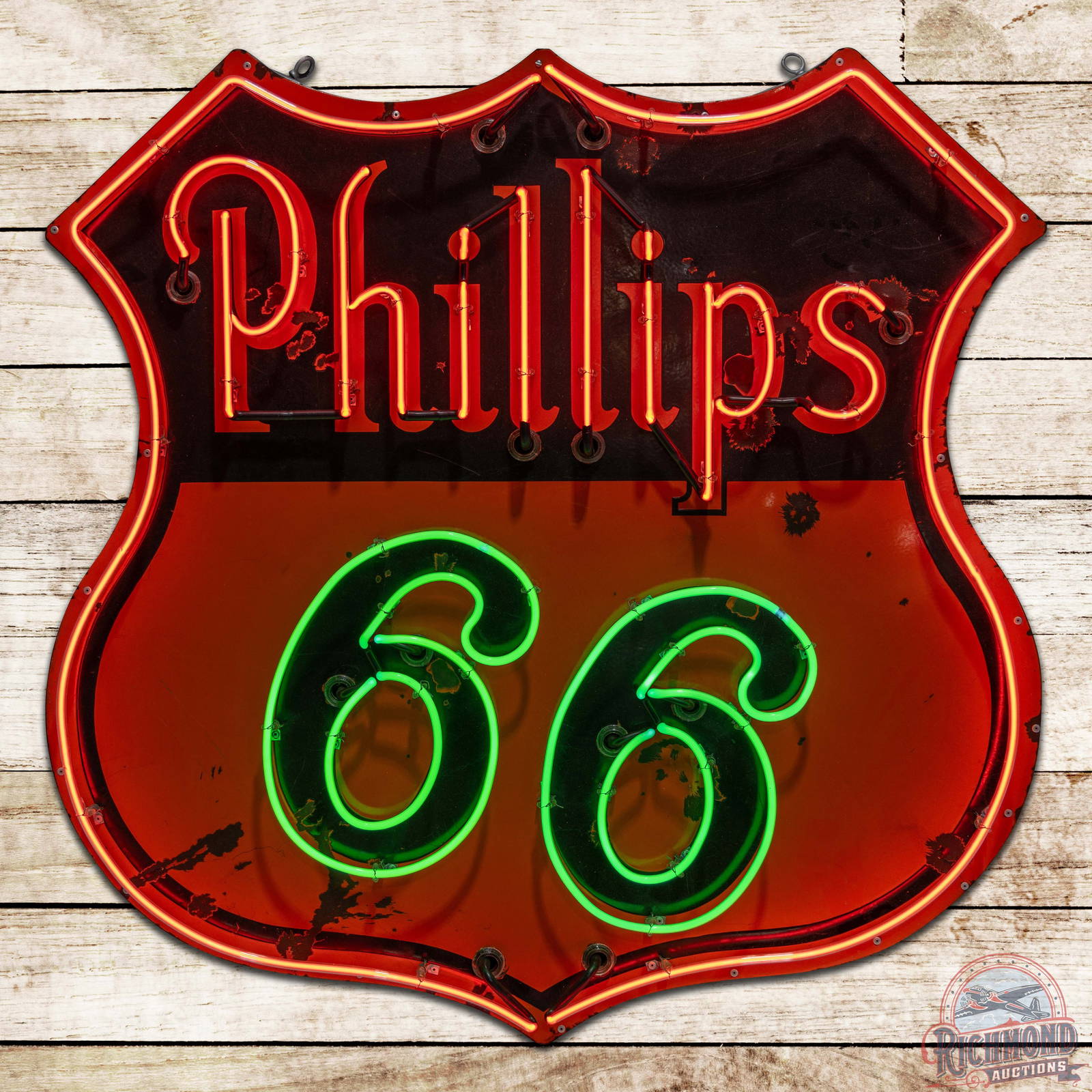Phillips 66 Gasoline 48" Single Sided Porcelain Neon Sign Auction