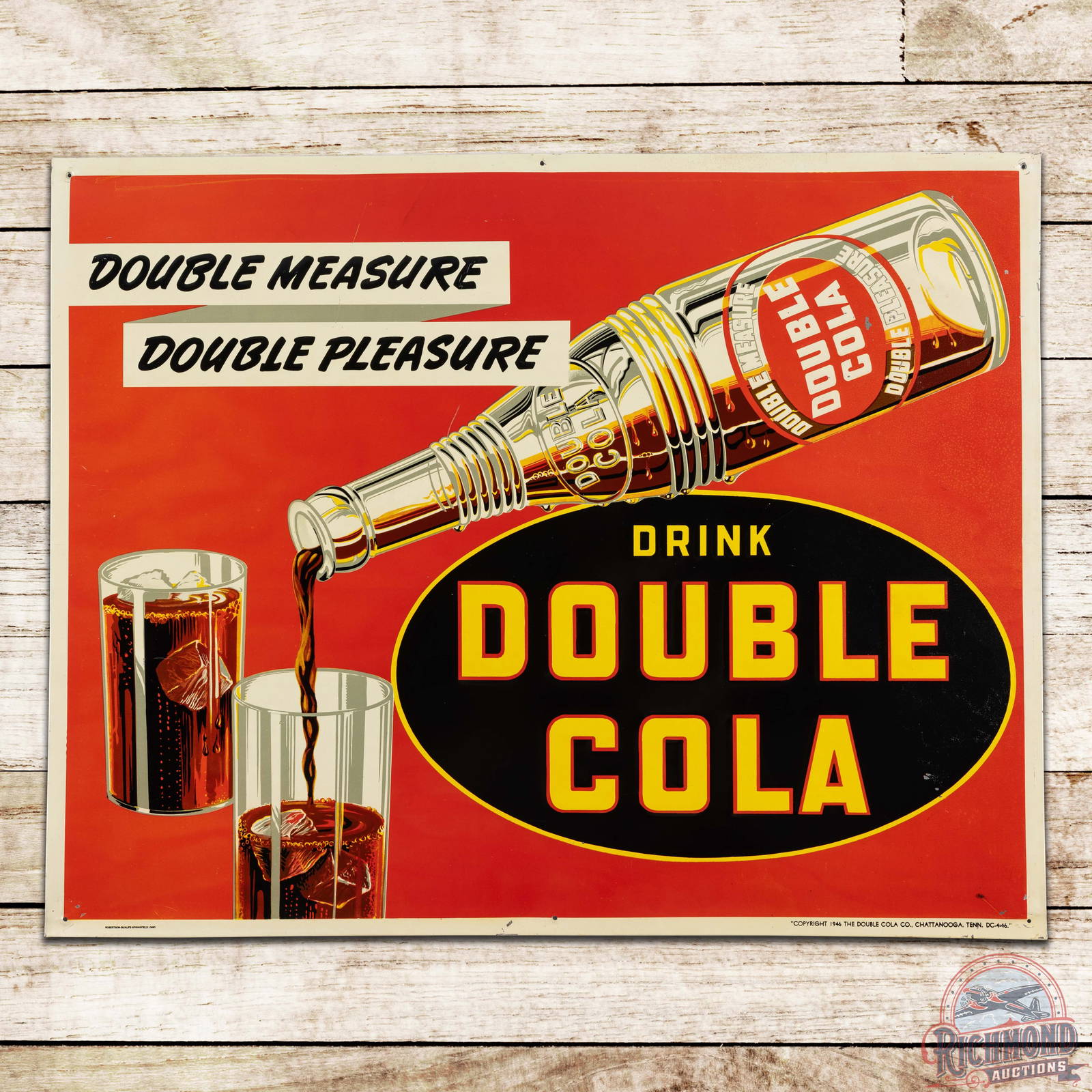 1946 Drink Double Cola "double Measure Double Pleasure" Single Sided ...