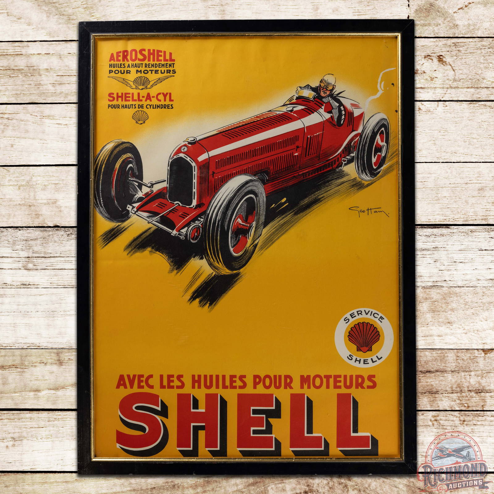 Extraordinary 1954 Shell Service Aeroshell Framed Advertising Poster W ...