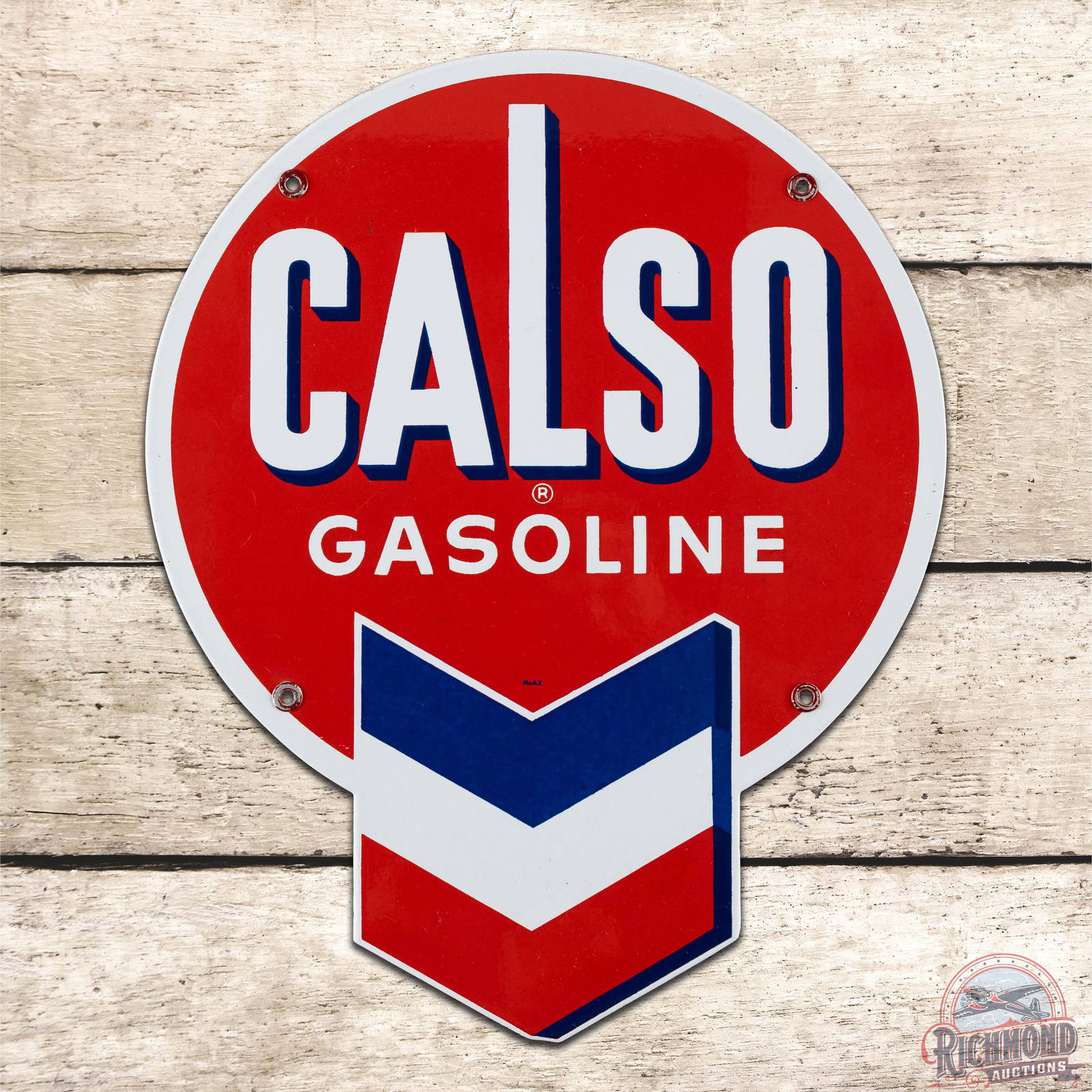 Excellent Calso Gasoline Die Cut Single Sided Porcelain Pump Plate Sign ...