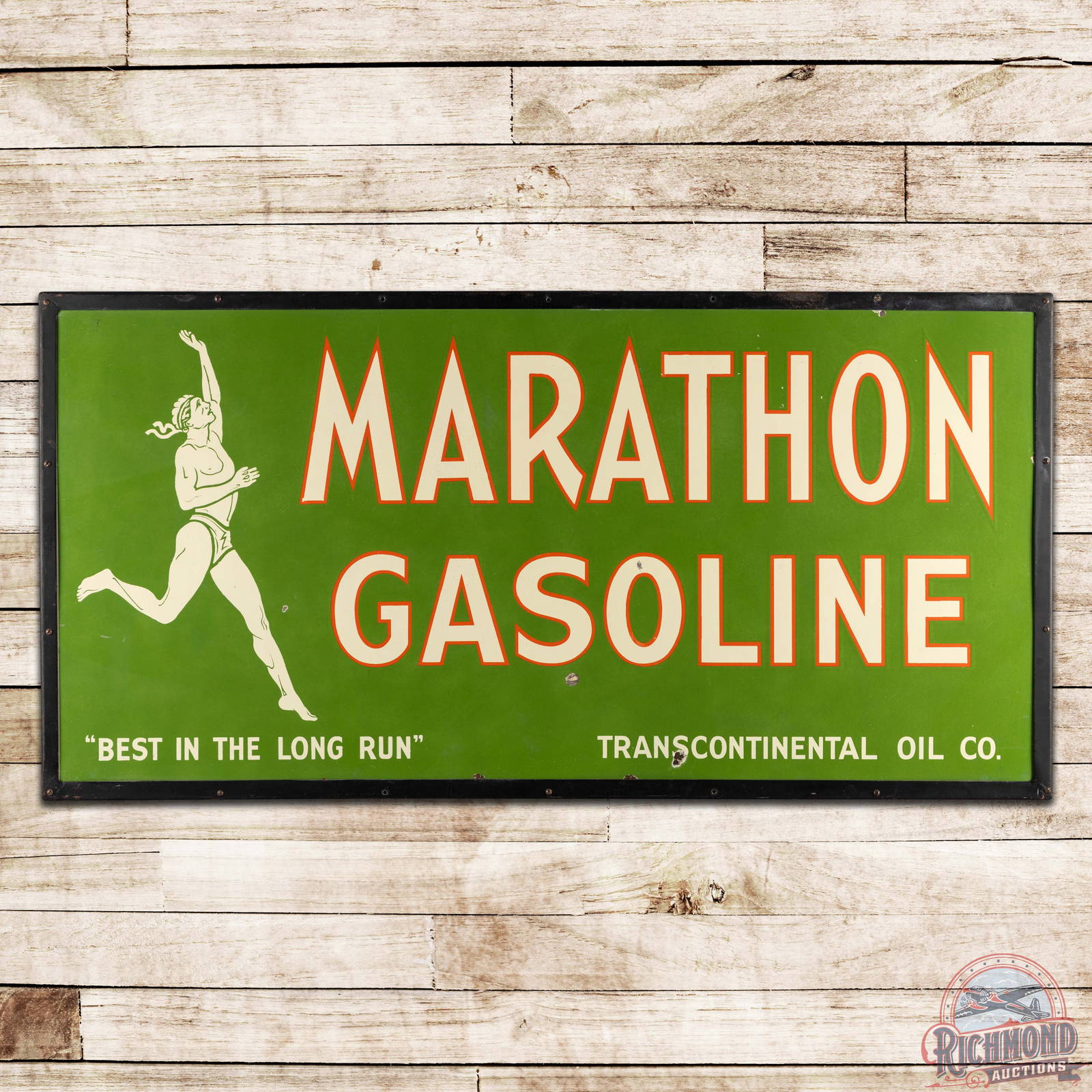 Marathon Gasoline 6' Double Sided Porcelain Sign "best In The Long Run ...