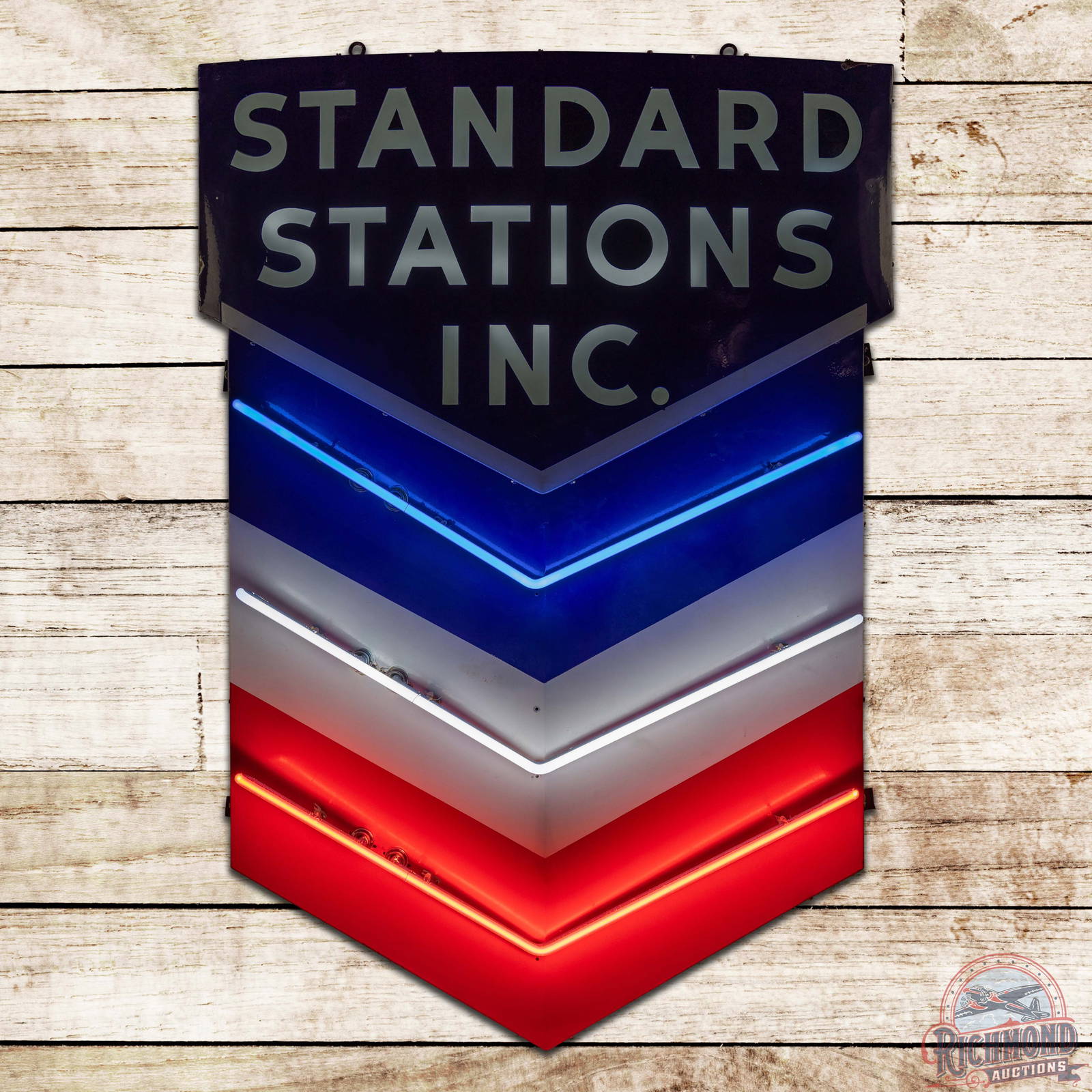 Rare Die Cut Standard Stations Inc. Single Sided Porcelain Milk Glass ...