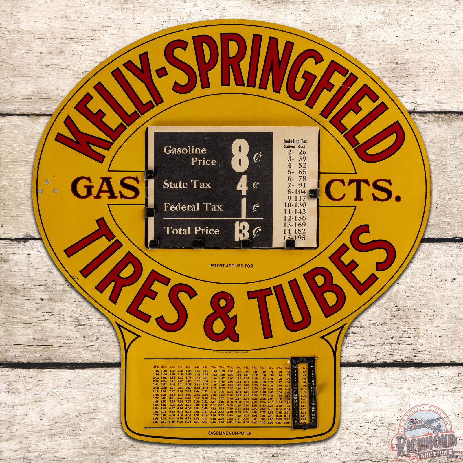 Rare Nos Kelly Springfield Tires & Tubes Double Sided Tin Visible Pump ...