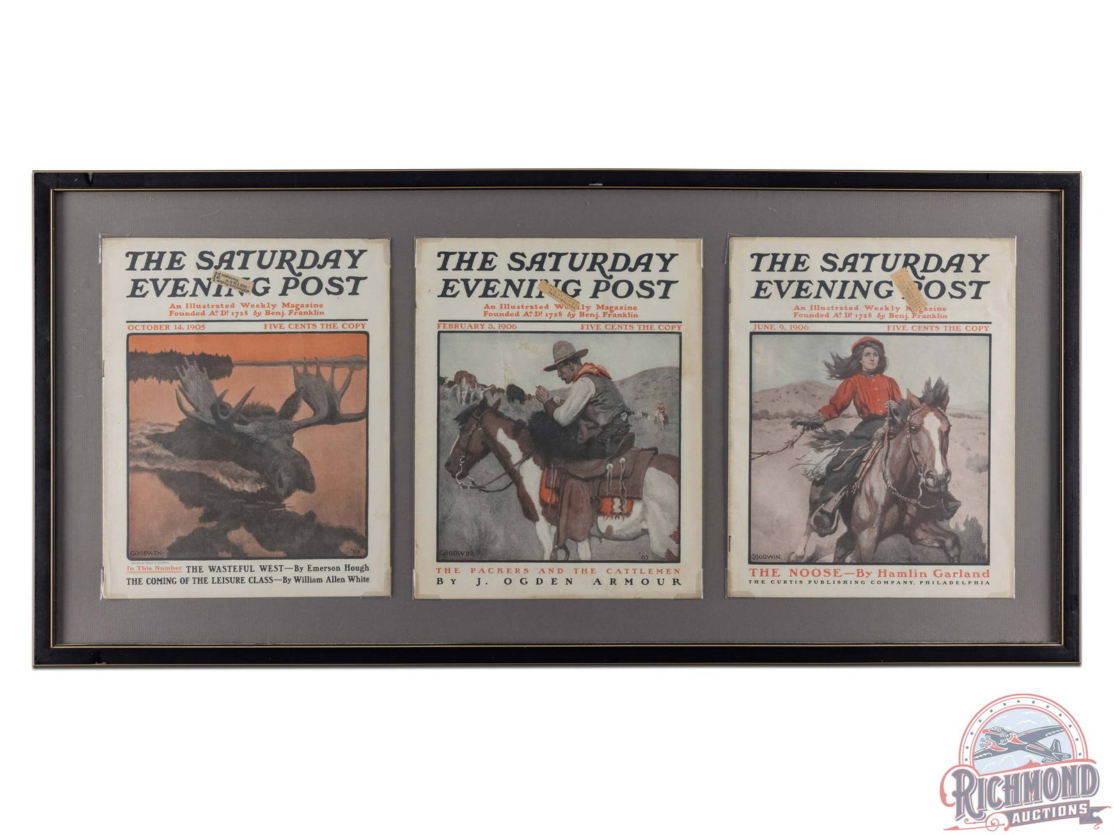Western Themed Saturday Evening Post Framed Magazines 1905 & 1906 ...