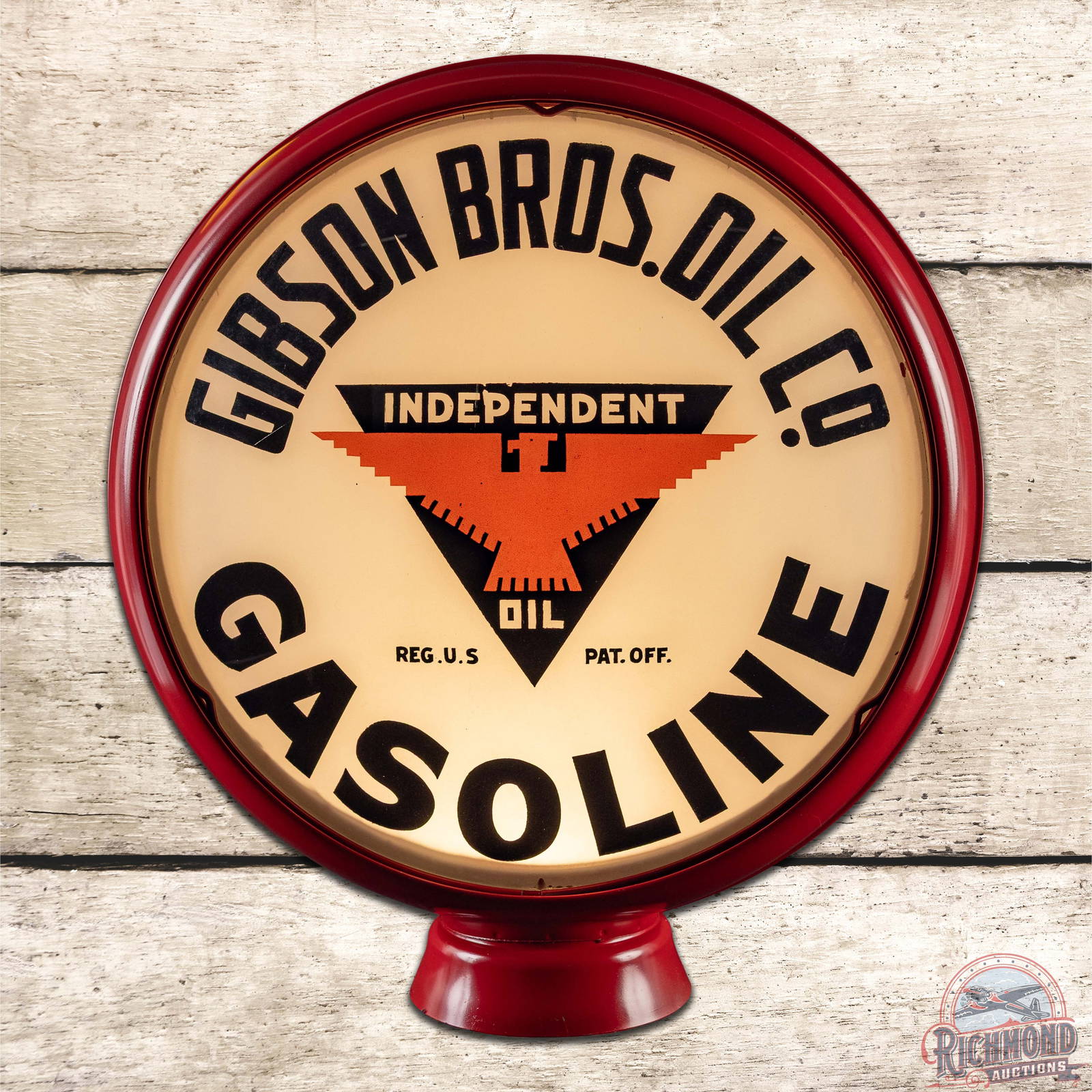 Gibson Bros. Oil Co. Independent Gasoline 15" Single Lens W/ Hp Metal ...