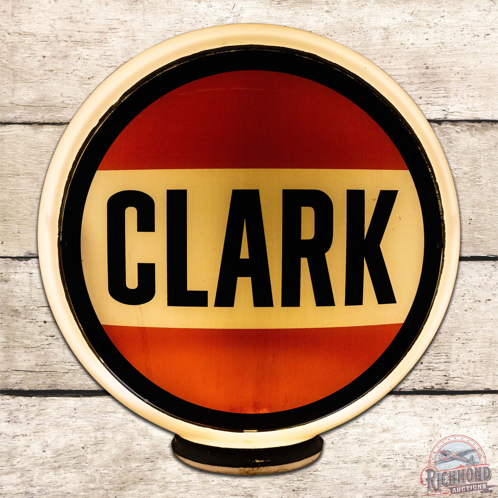 Nice Clark Gasoline 13.5" Complete Milk Glass Gas Pump Globe - Aug 09 ...