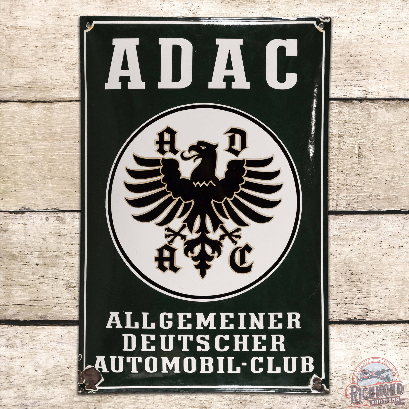 Fantastic Adac German Automobile Club Convex Single Sided Porcelain ...