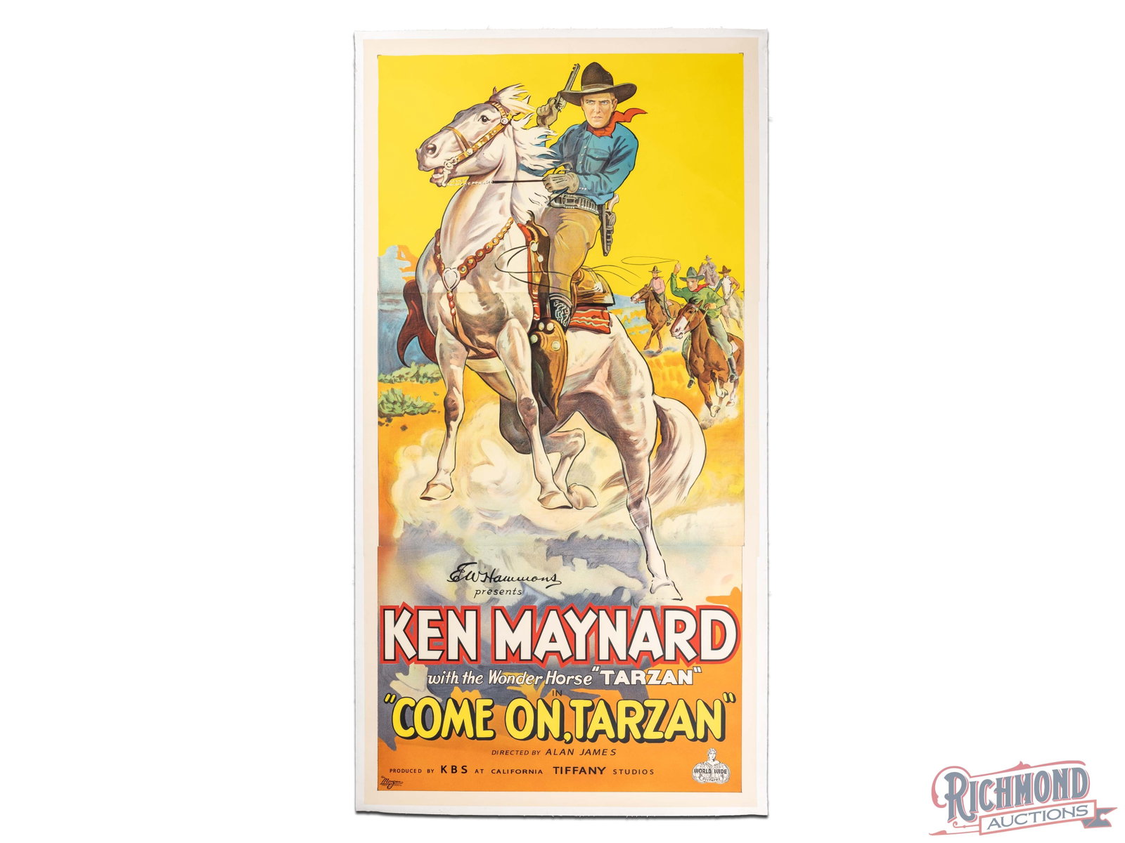 1932 Ken Maynard "come On Tarzan" Movie Poster Western Theme Auction
