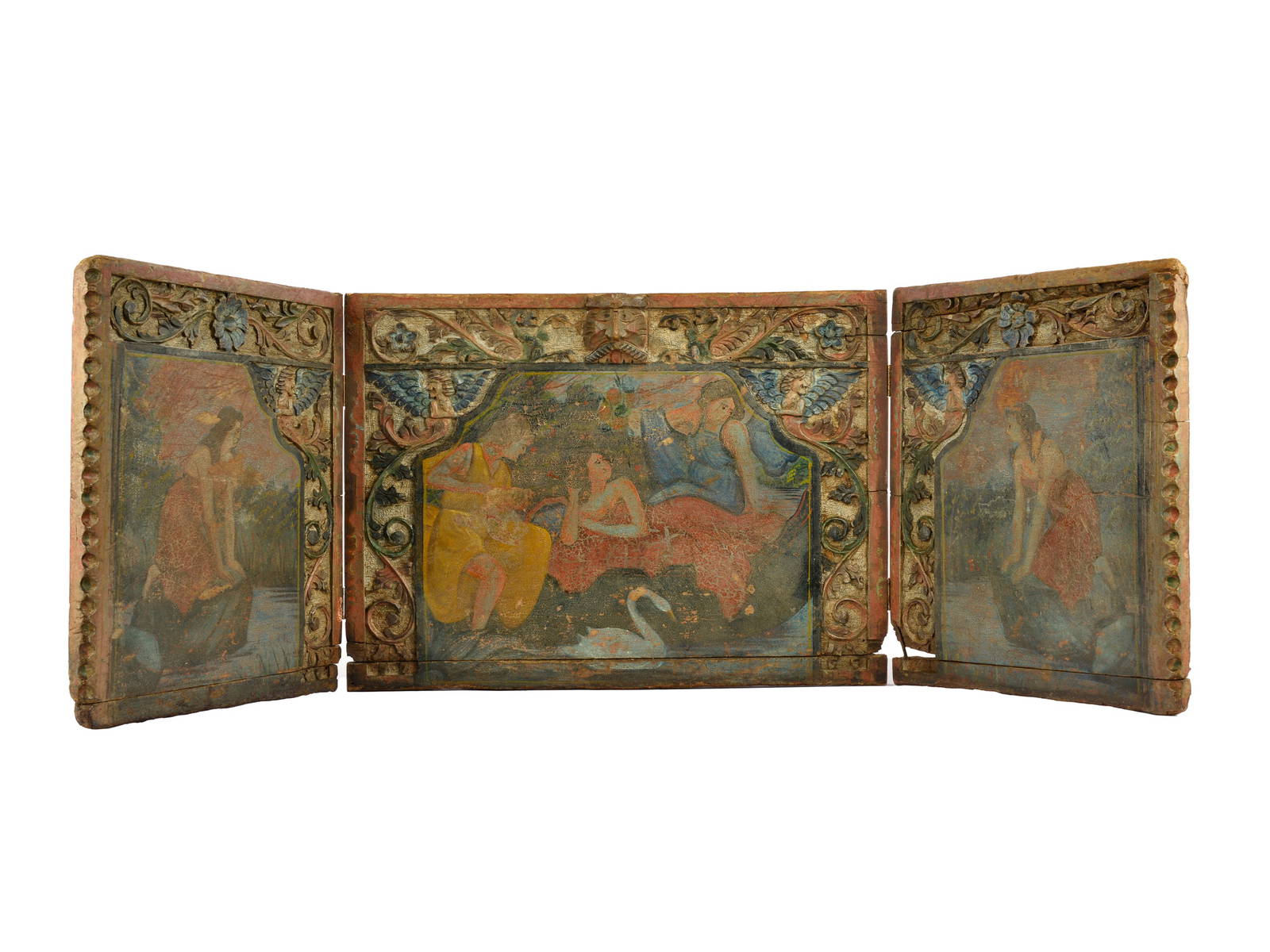 Triptych With Pastoral Scenes, Southern Italy/sicily, 18th/19th Century Auction