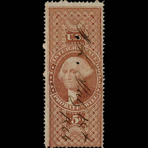 1860s Us Revenue Stamp $5 Probate