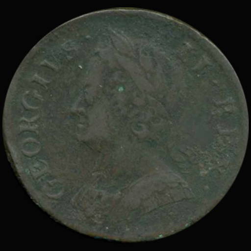 1753 Us British Colonial George Ii Half Penny
