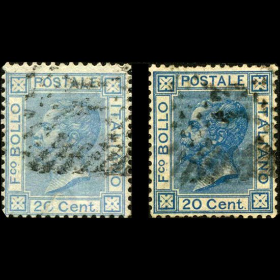 1867 Scarce Italy 20c Stamps Pair
