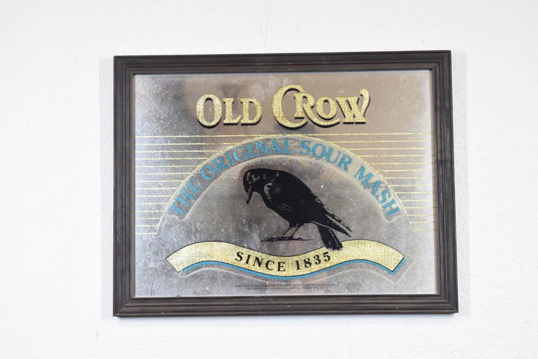 Old Crow Sour Mash Whiskey Mirror Bar Sign