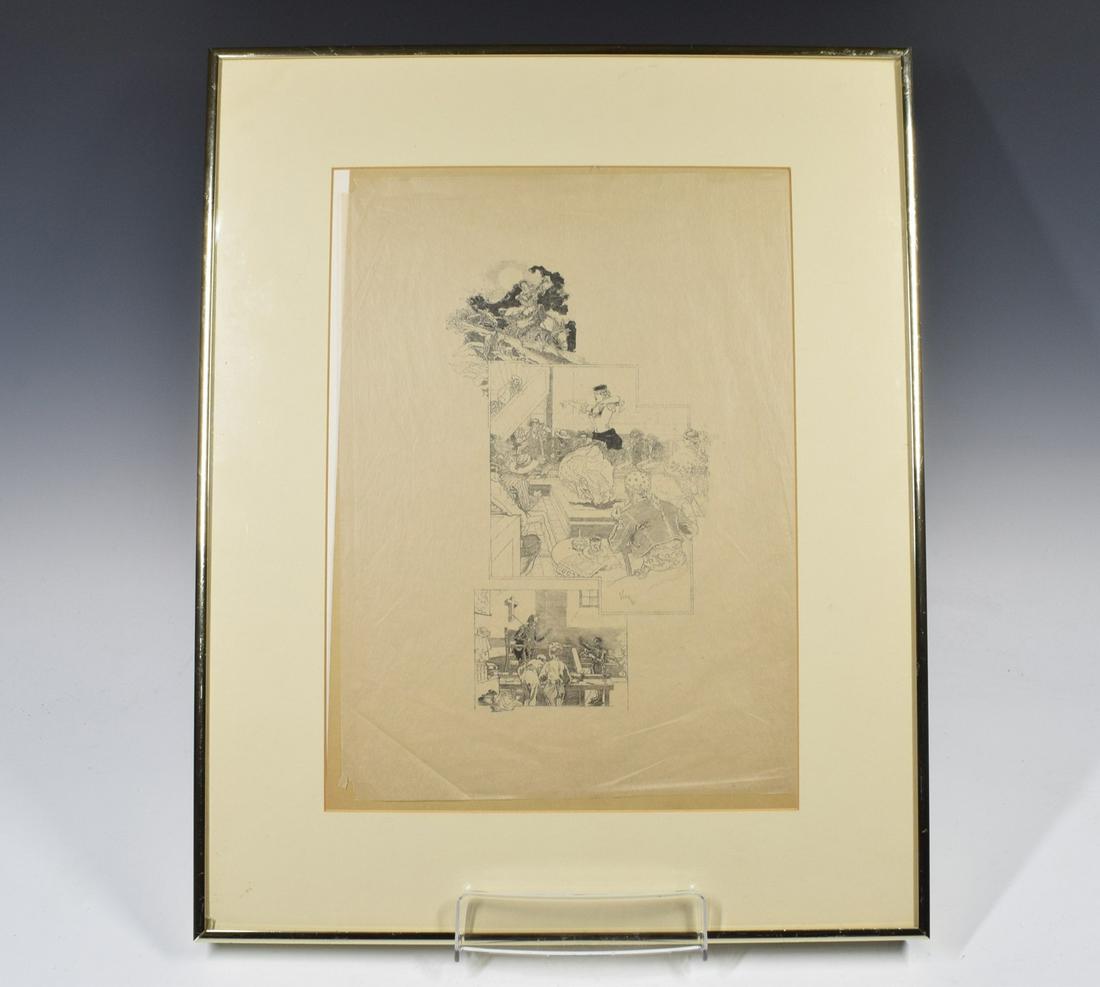 Antique Old Master Ink Drawing Lady Dancing Painting (#0093) on Dec 29 ...