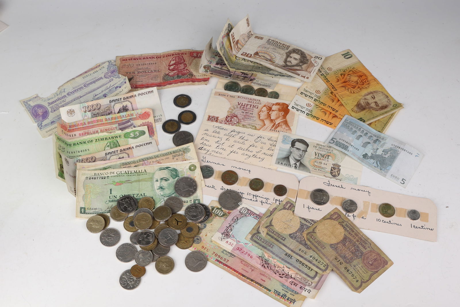 Group Of Different Foreign Coin & Currency Set