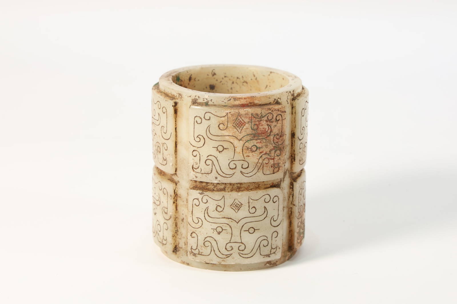 Jade Carved Beast Face Pattern Cong Auction