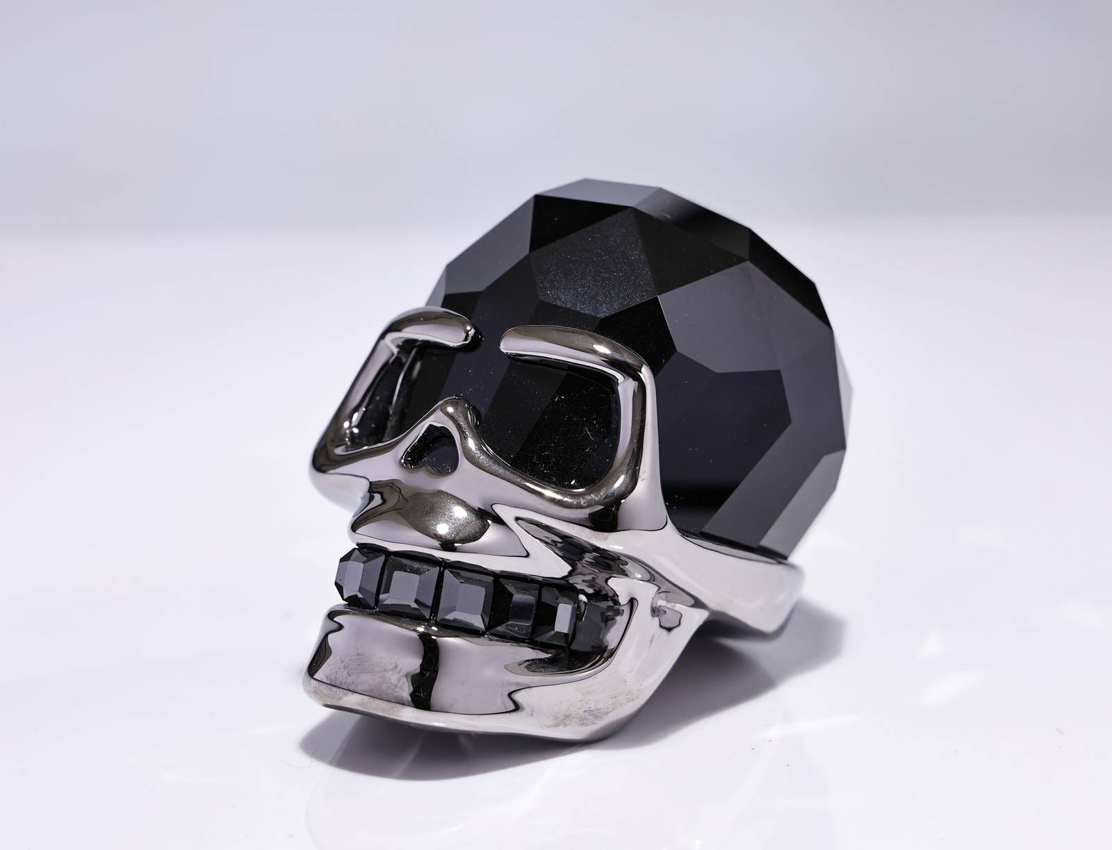 Swarovski Crystal Faceted Jet Hematite Skull Figurine Auction