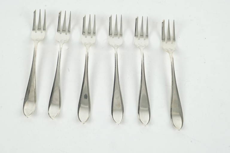 6 Dutch Silver Cake Forks, Second Amount, Gerritsen